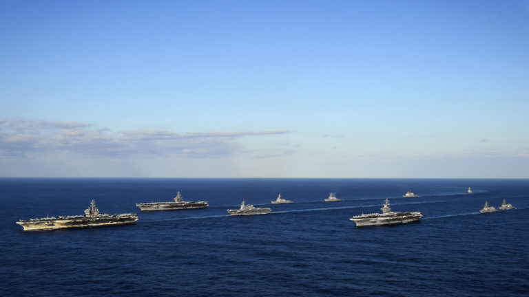 PHOTOS: U.S. Navy's Three-Carrier Strike Force Exercise in Western Pacific