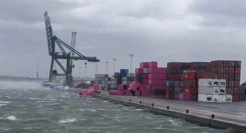 Watch: Strong Winds Topple Containers at Port of Antwerp