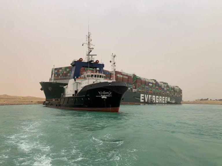 Grounded 'Mega Ship' Blocking Suez Canal in Both Directions