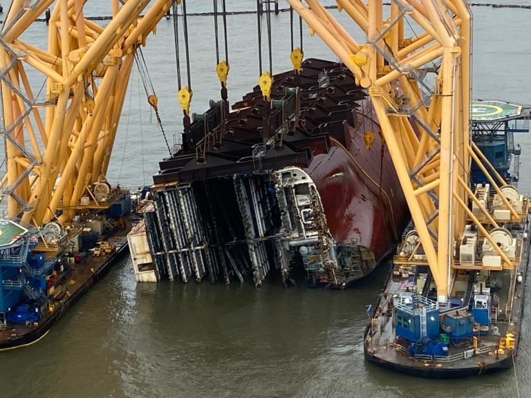 Golden Ray Wreck on Fire