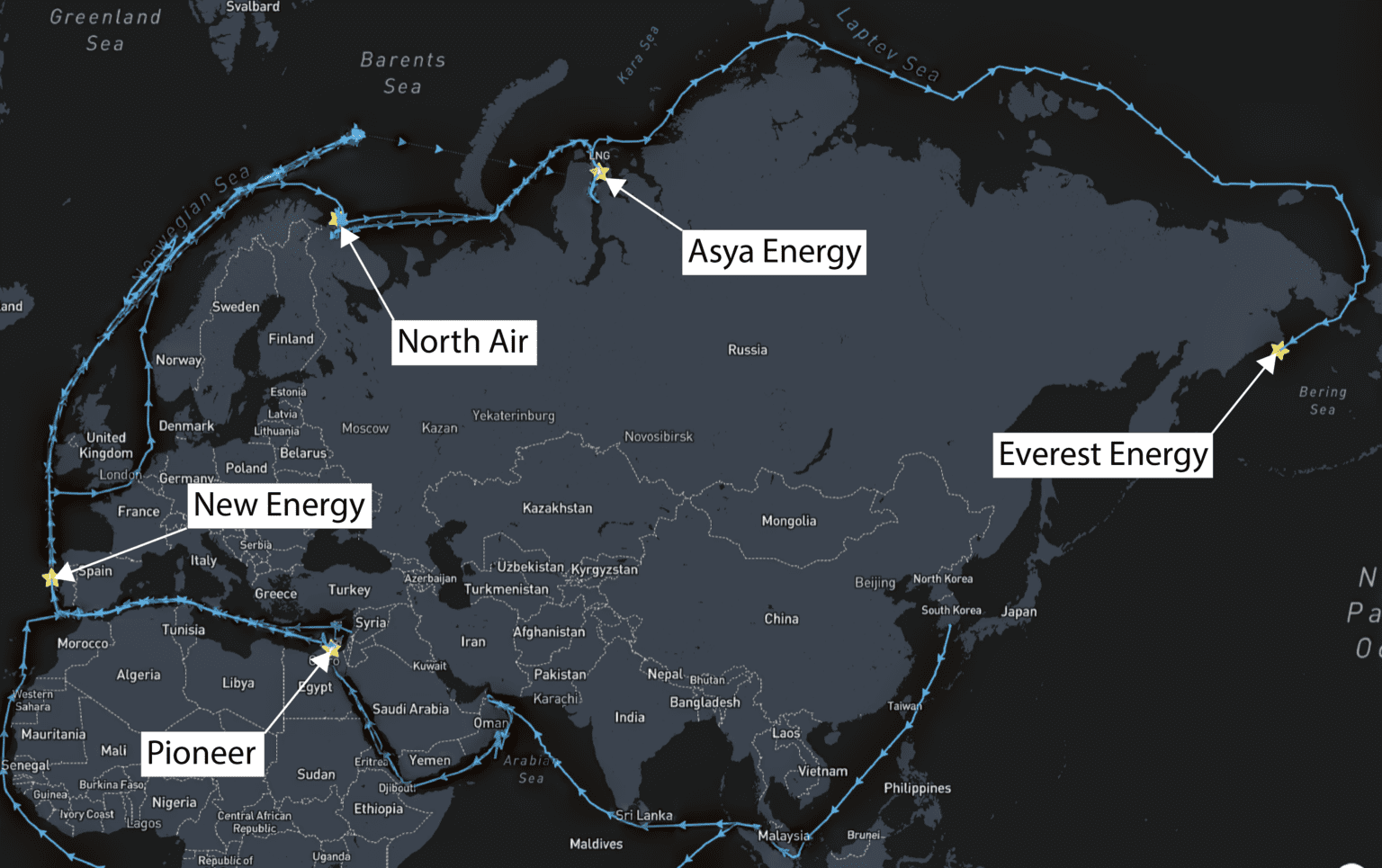 Russia’s LNG ‘Shadow Fleet’ Without Deliveries Six Weeks After First Loading