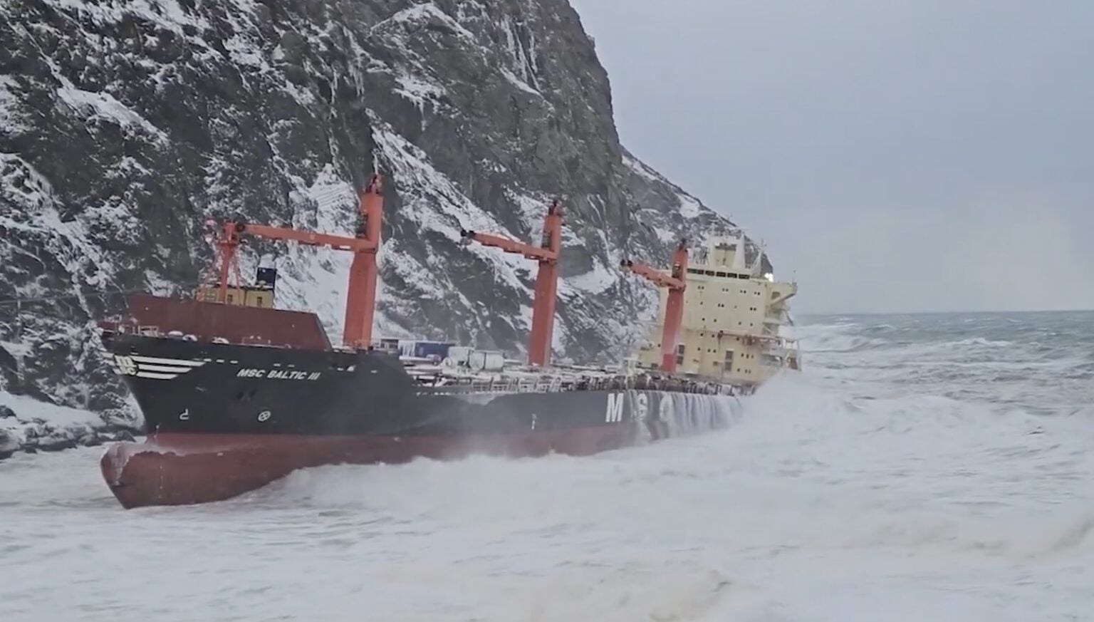 Hull Damage Worsens on Grounded MSC Baltic III as Winter Storms Stall ...